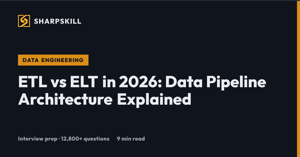 ETL vs ELT in 2026: Data Pipeline Architecture Explained | SharpSkill